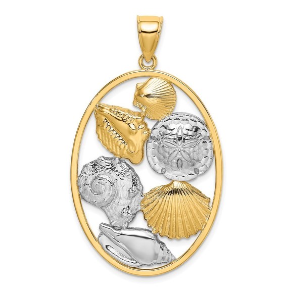 LaneMax | Jewelry | 4k With White Rhodium Shell Cluster In Oval Frame ...